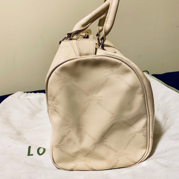 Longchamp | Bags | Longchamp Patent Leather Boston Bag Cream | Poshmark